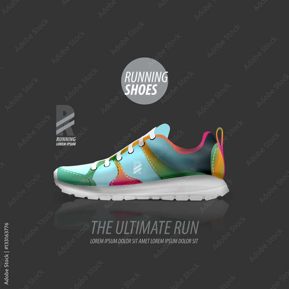 Vector running shoes ad product template Stock Vector | Adobe Stock