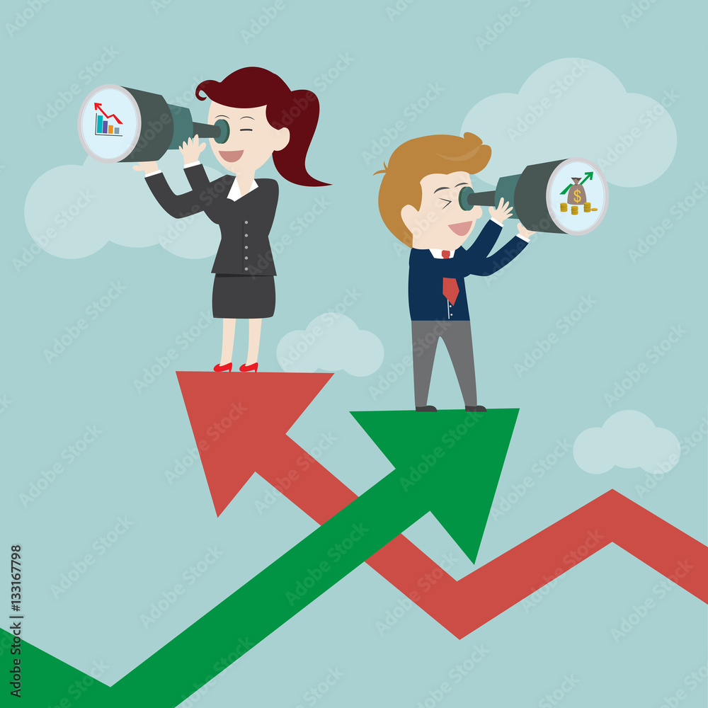 Business look vision and growth.Vector illustration business cartoon ...