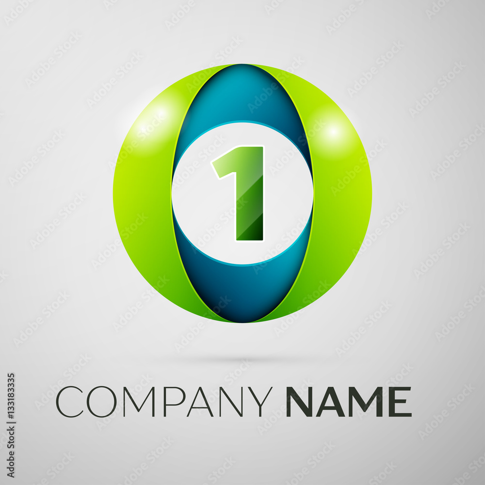 Number one vector logo symbol in the colorful circle on grey background ...