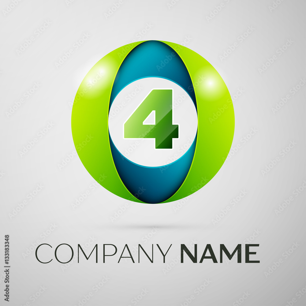 Number four vector logo symbol in the colorful circle on grey ...