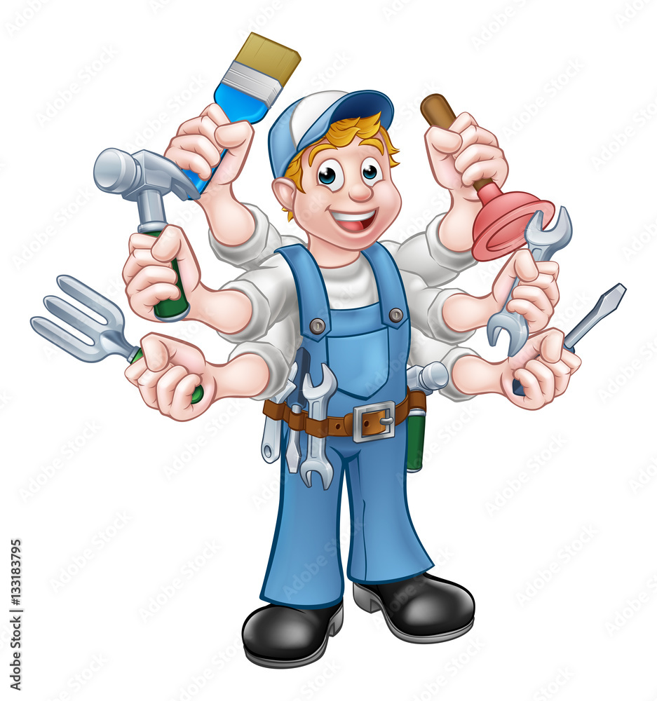 Cartoon Handyman Stock Vector | Adobe Stock