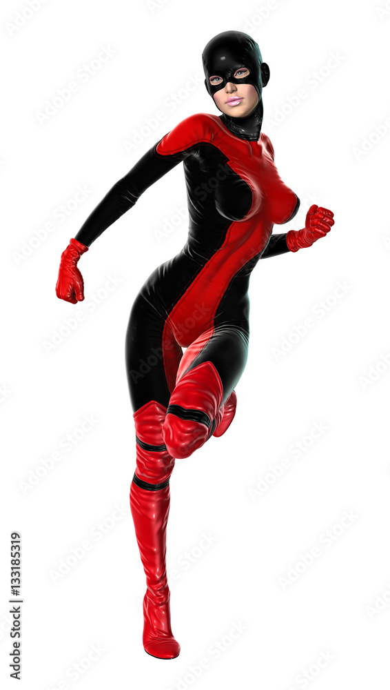 3D Rendering Female Superhero on White Stock Illustration | Adobe Stock