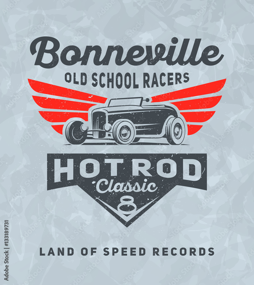 Vintage american hot rod car for printing with grunge texture. Stock ...