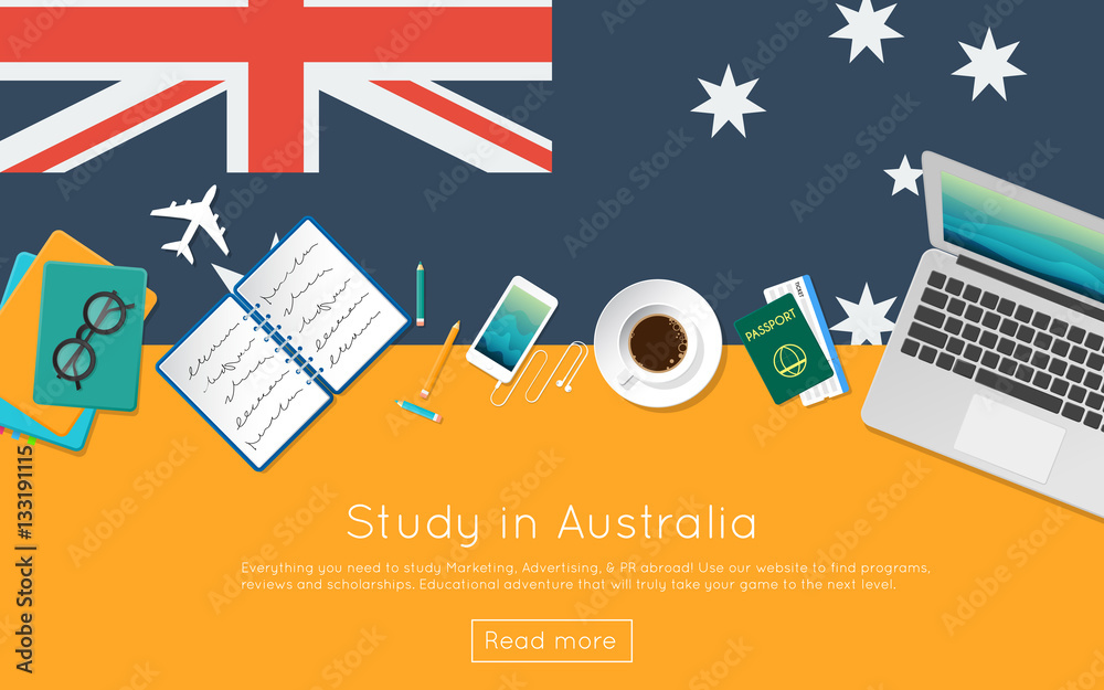Study in Australia concept for your web banner or print materials. Top ...