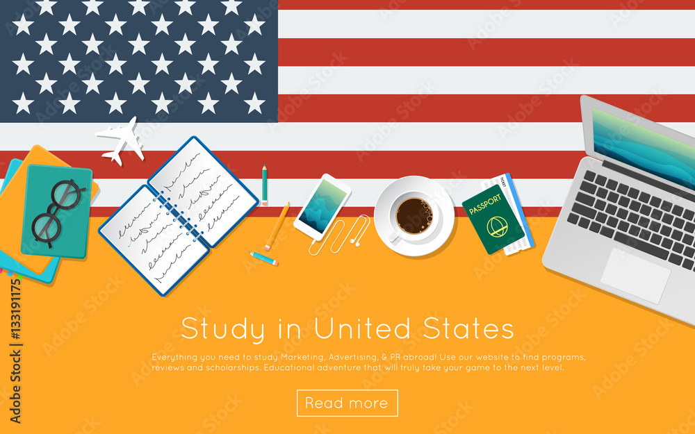 Study in United States concept for your web banner or print materials ...