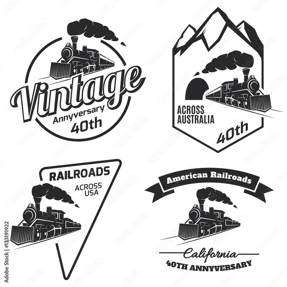 Retro train logo, emblems and icons. Stock Vector | Adobe Stock