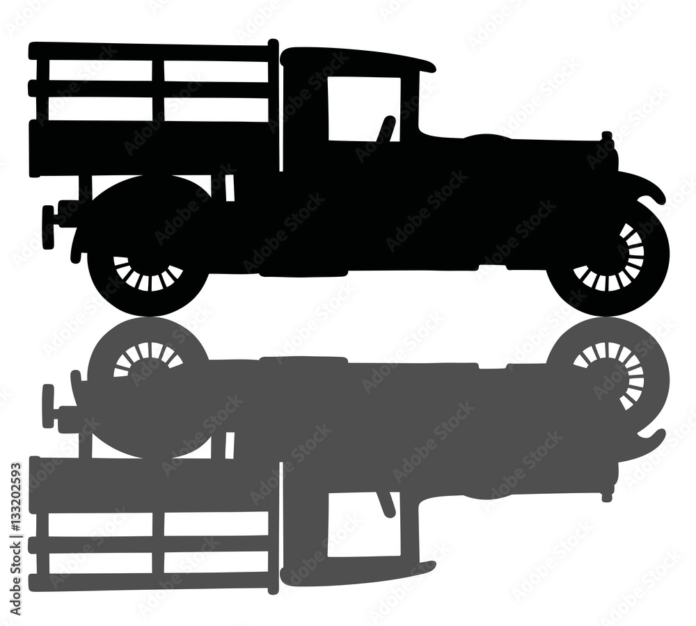 Black silhouette of a vintage lorry Stock Vector | Adobe Stock