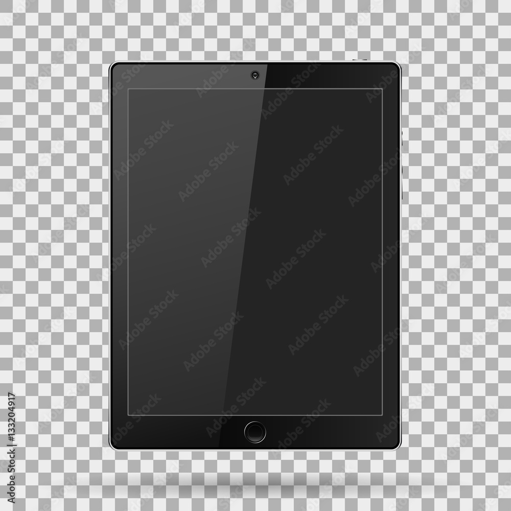 tablet realistic with blank screen on isolate background with shadow ...