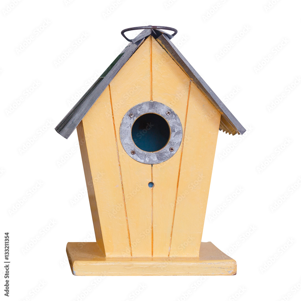 Wooden birdhouses on white background Stock Photo | Adobe Stock