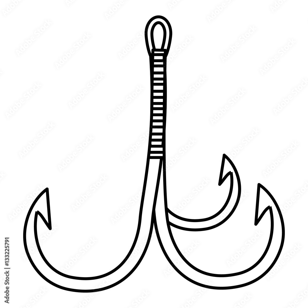 Three hooks icon, outline style vector de Stock | Adobe Stock