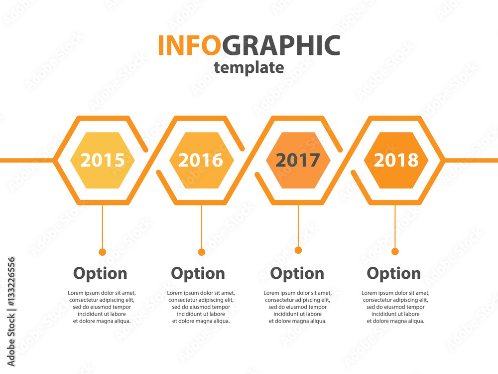 Infogaphic timeline diagram. Progressive years template. Honeycomb ...