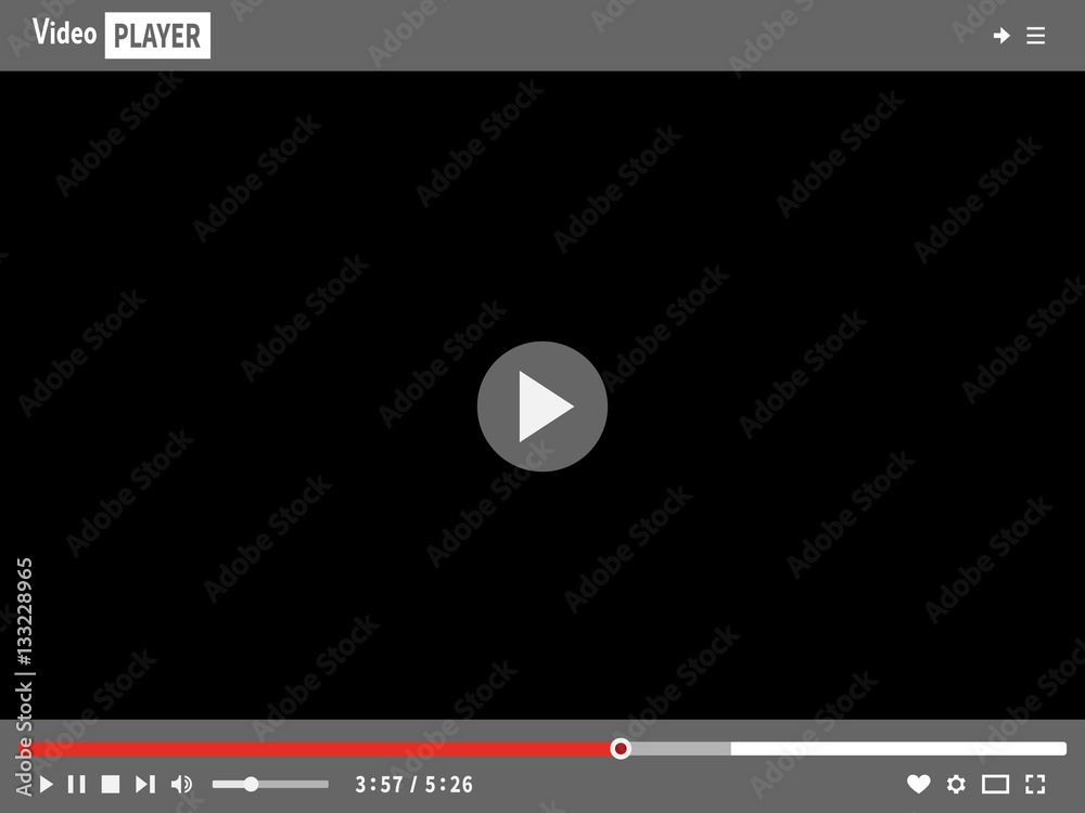 Video player template interface for web and mobile apps. Black screen ...