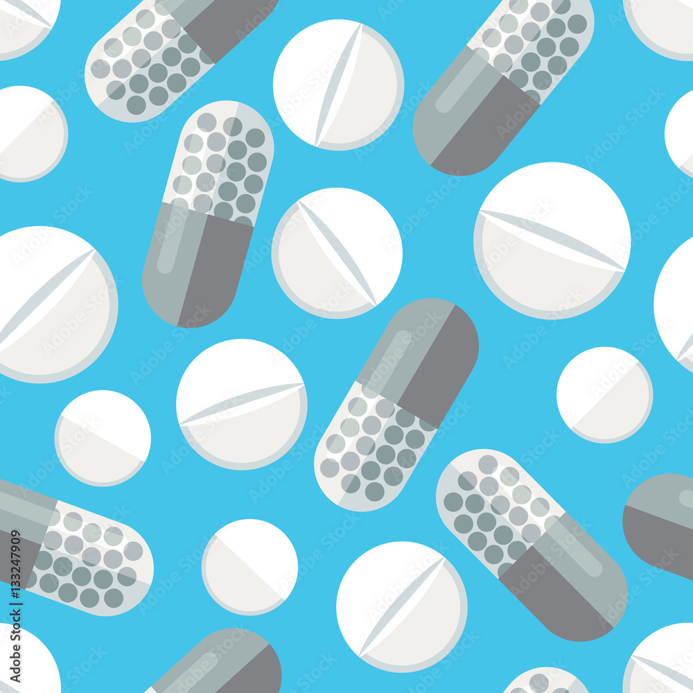 Pharmacology seamless pattern. Medical pills continuous wrapping ...