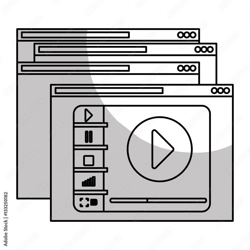 video player with play button over white background. entertainment and ...