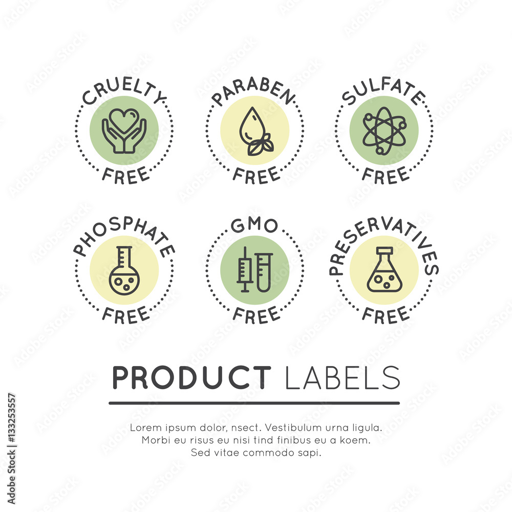 Isolated Vector Style Illustration Logo Set Badge Ingredient Warning ...