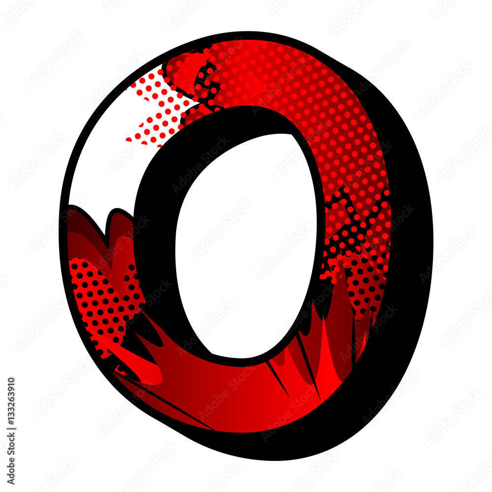 Letter O filled with comic book explosion, background. Stock Vector ...
