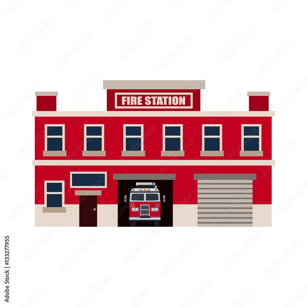 fire station flat icon Stock Vector | Adobe Stock