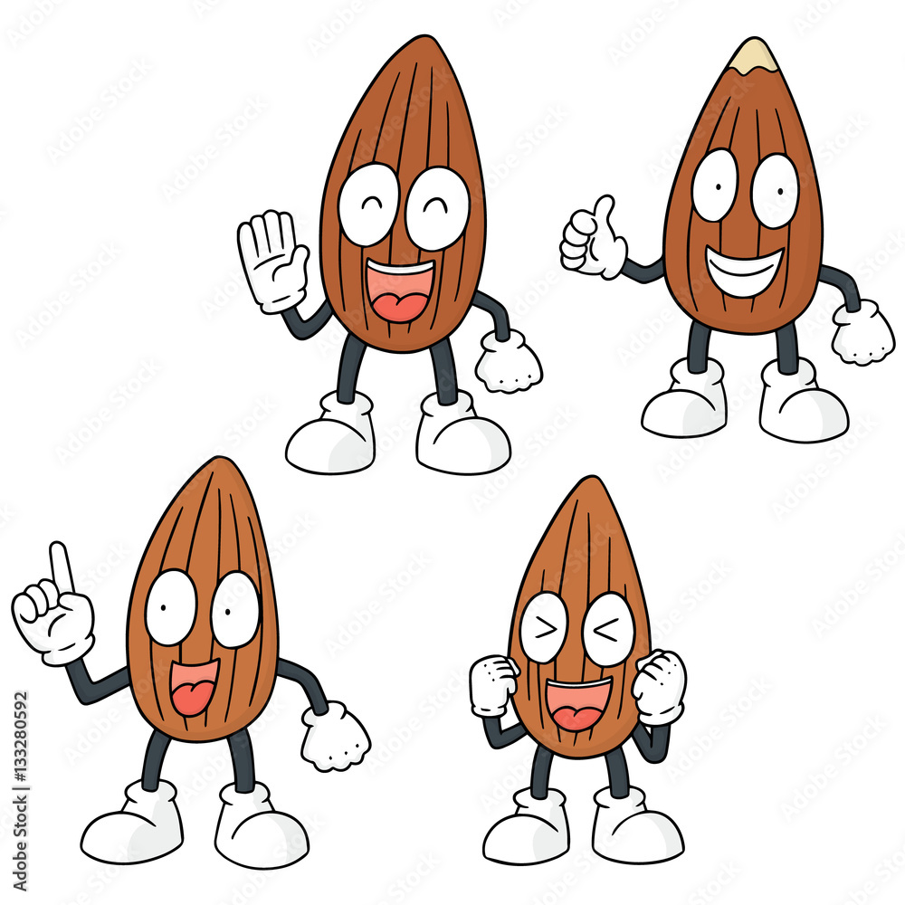 vector set of almond cartoon Stock Vector | Adobe Stock