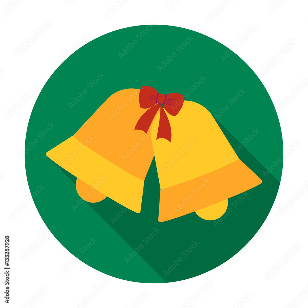 Christmas bells icon in flat style isolated on white background ...