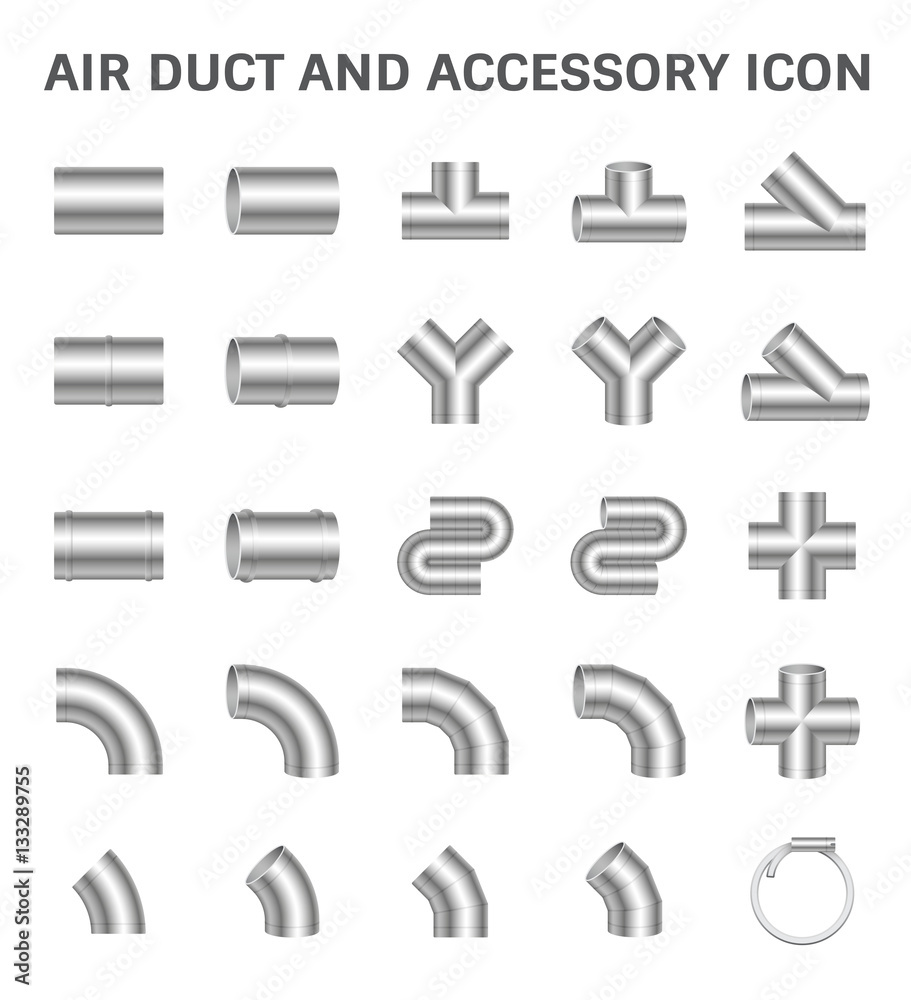 Vector icon of air duct pipe connector for air conditioner and HVAC ...