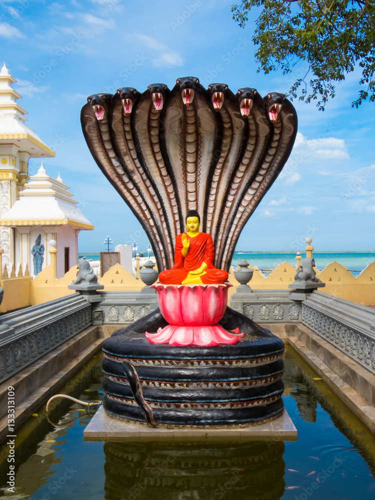 Naga Cobra Sitting Buddha Statue at Nagadeepa Nainativu Buddhist Temple ...