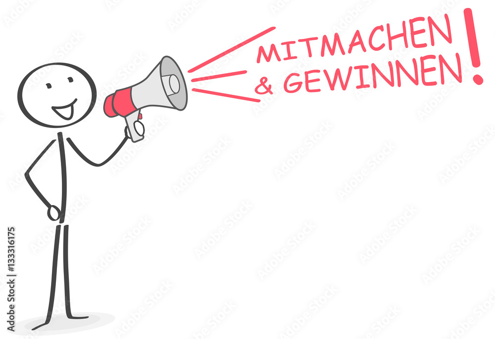 Vecteur Stock Mitmachen und Gewinnen Strichmännchen macht eine ...