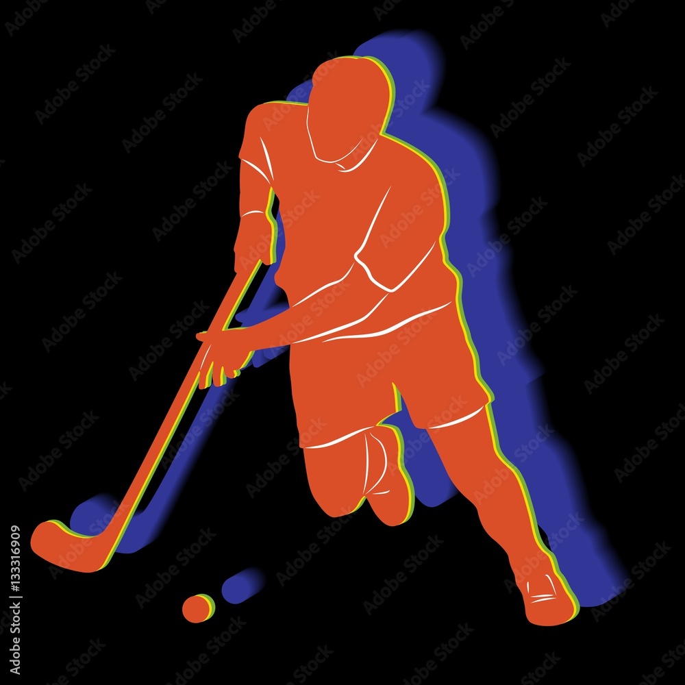 Silhouette of floorball player, vector draw Stock Vector | Adobe Stock