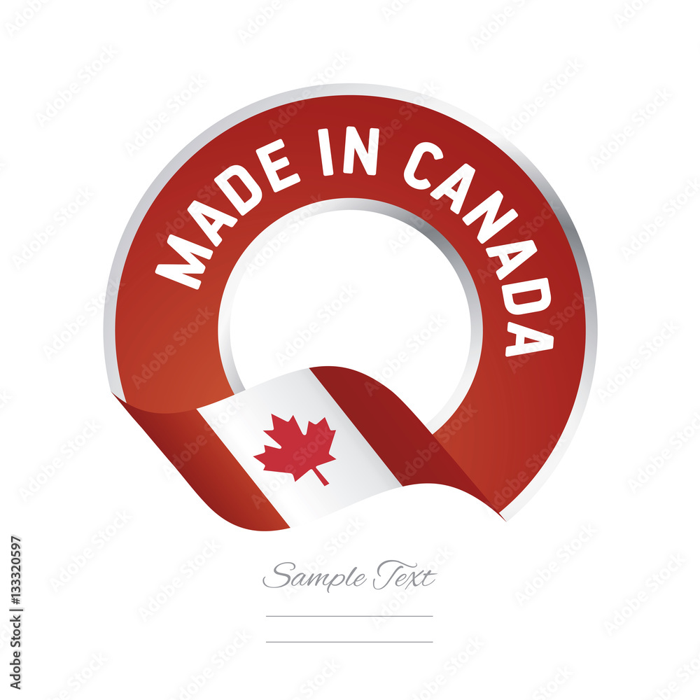 Made in Canada flag red color label button banner Stock Vector | Adobe ...