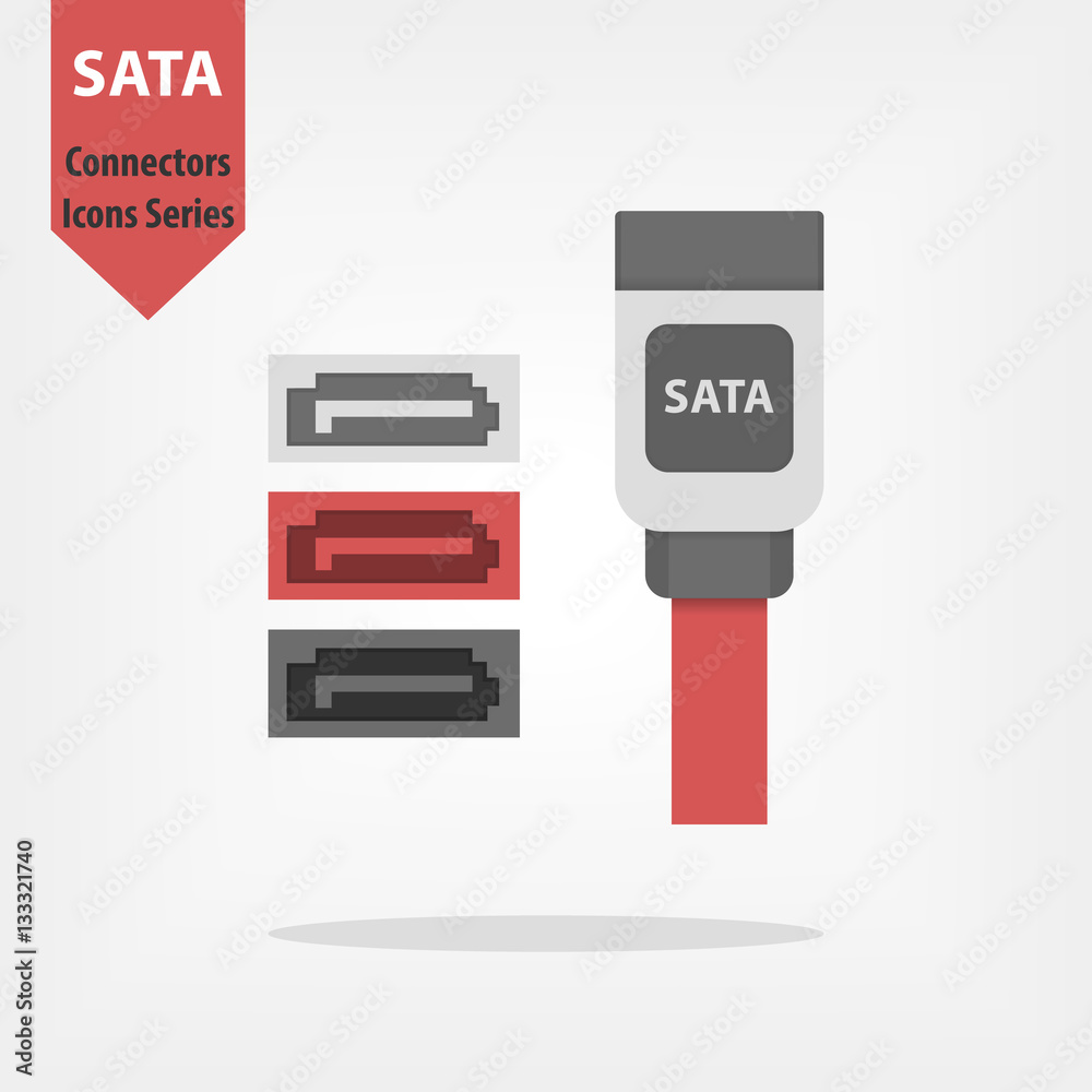 Sata connector vector icon. The Plug and Connector in flat design for ...