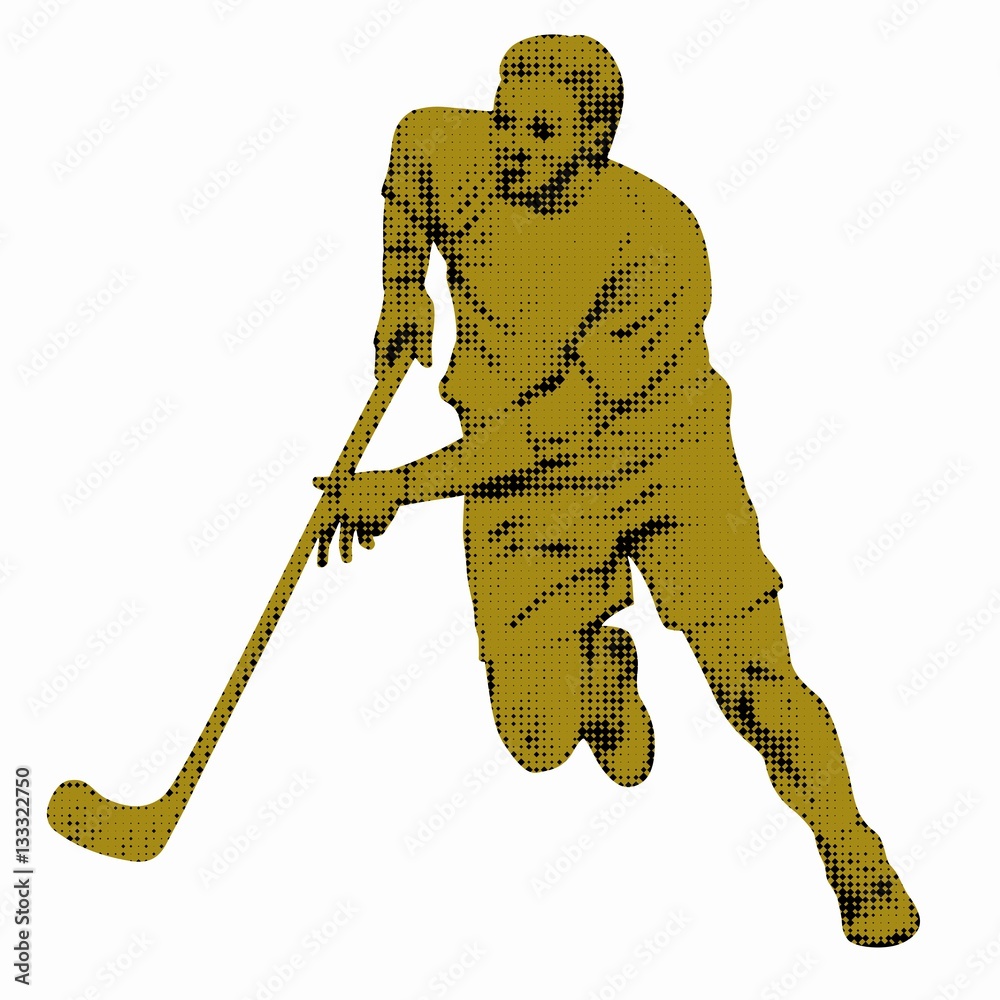Silhouette of floorball player, vector draw Stock Vector | Adobe Stock