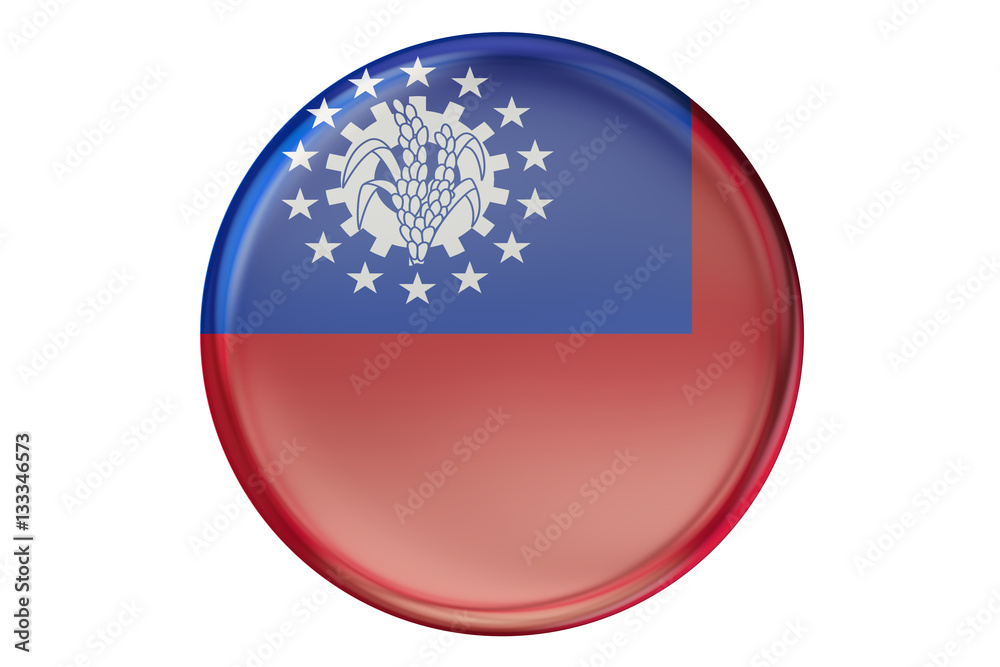 Badge with flag of Myanmar, 3D rendering Stock Illustration | Adobe Stock