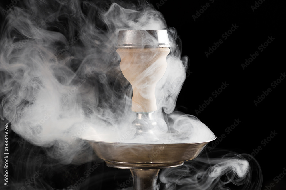 smoke hookah on a black background with a beautiful smoke Stock Photo ...