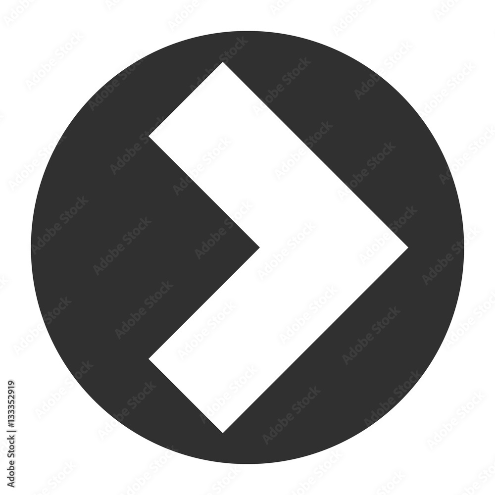 White and simple arrow head icon isolated on gray and white background ...