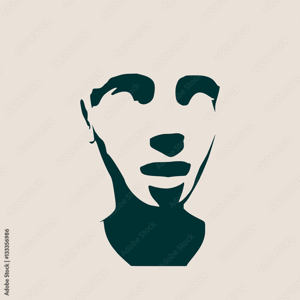 Human head silhouette. Face front view. Elegant silhouette of part of ...