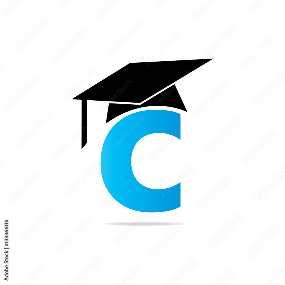 Initial Letter C Education Logo with Cap on Top Stock Vector | Adobe Stock