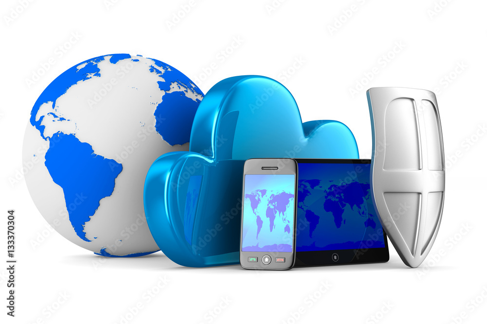 Cloud technology on white background. Isolated 3D image Stock ...