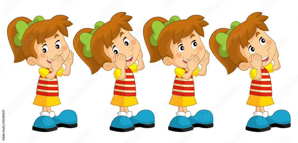 Cartoon set of young girls standing and shouting - illustration for ...