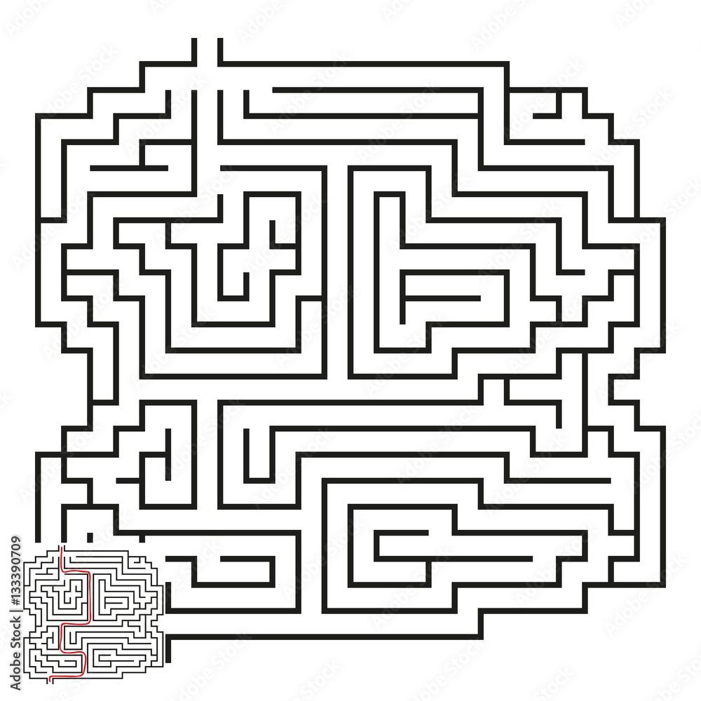 Vector Maze with Answer 44 Stock Vector | Adobe Stock