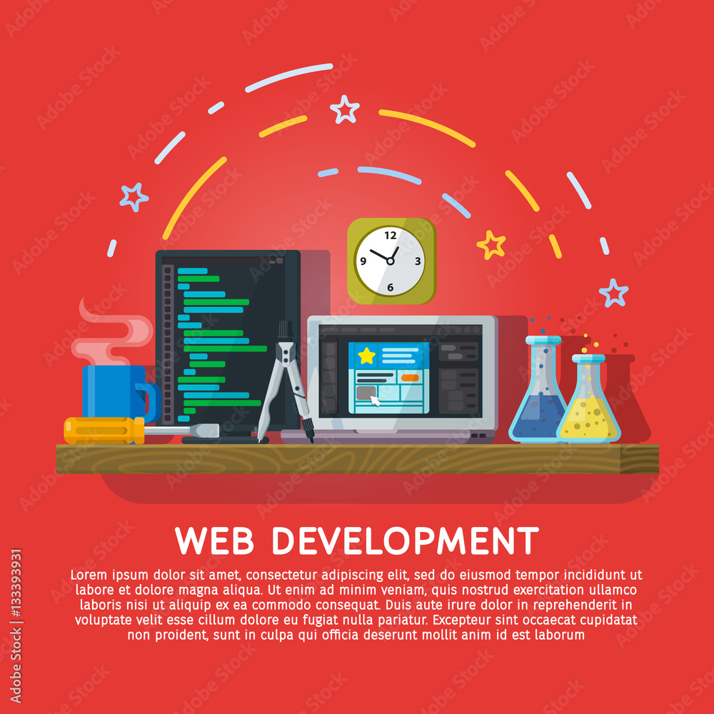 Flat color banner design concept for creative studio. Website ...