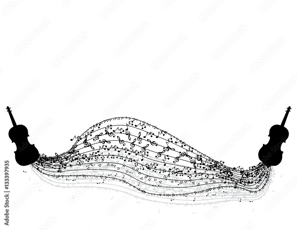 Music notes and shadow.Abstract musical background. Vector illustration ...