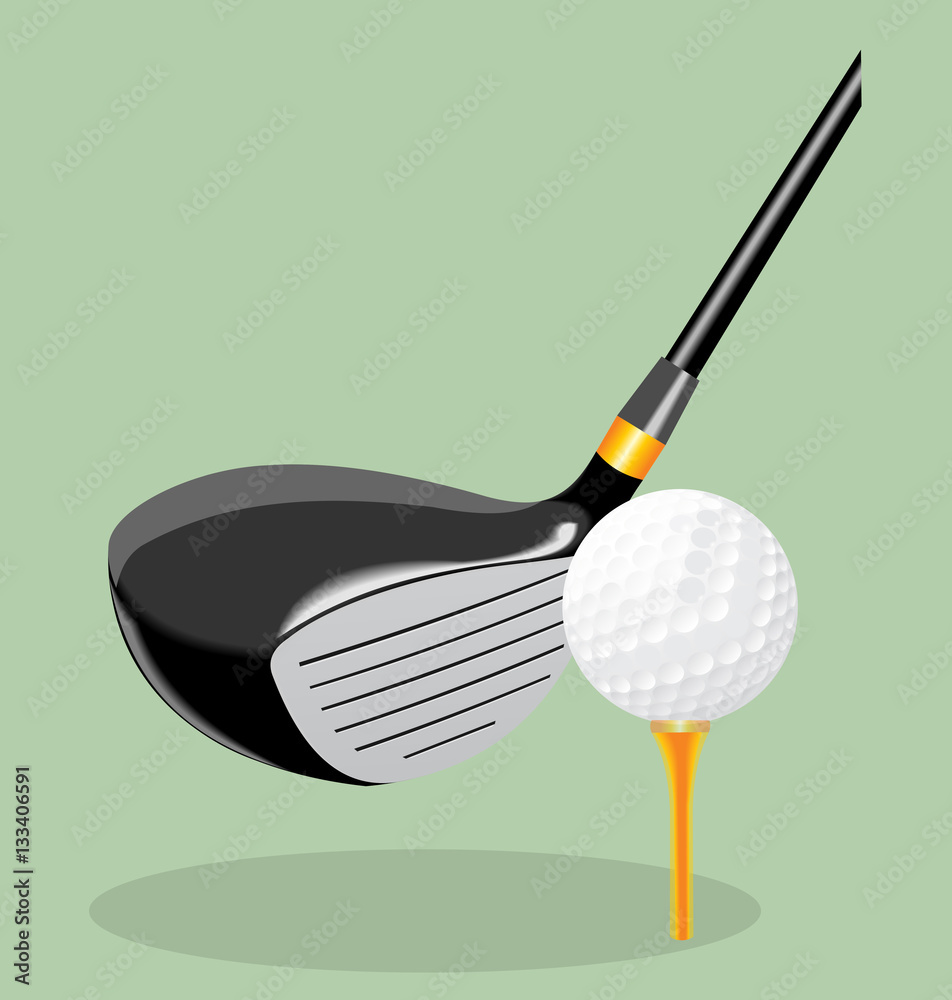 Vector realistic illustration. Golf club and ball. putter. Stock Vector ...