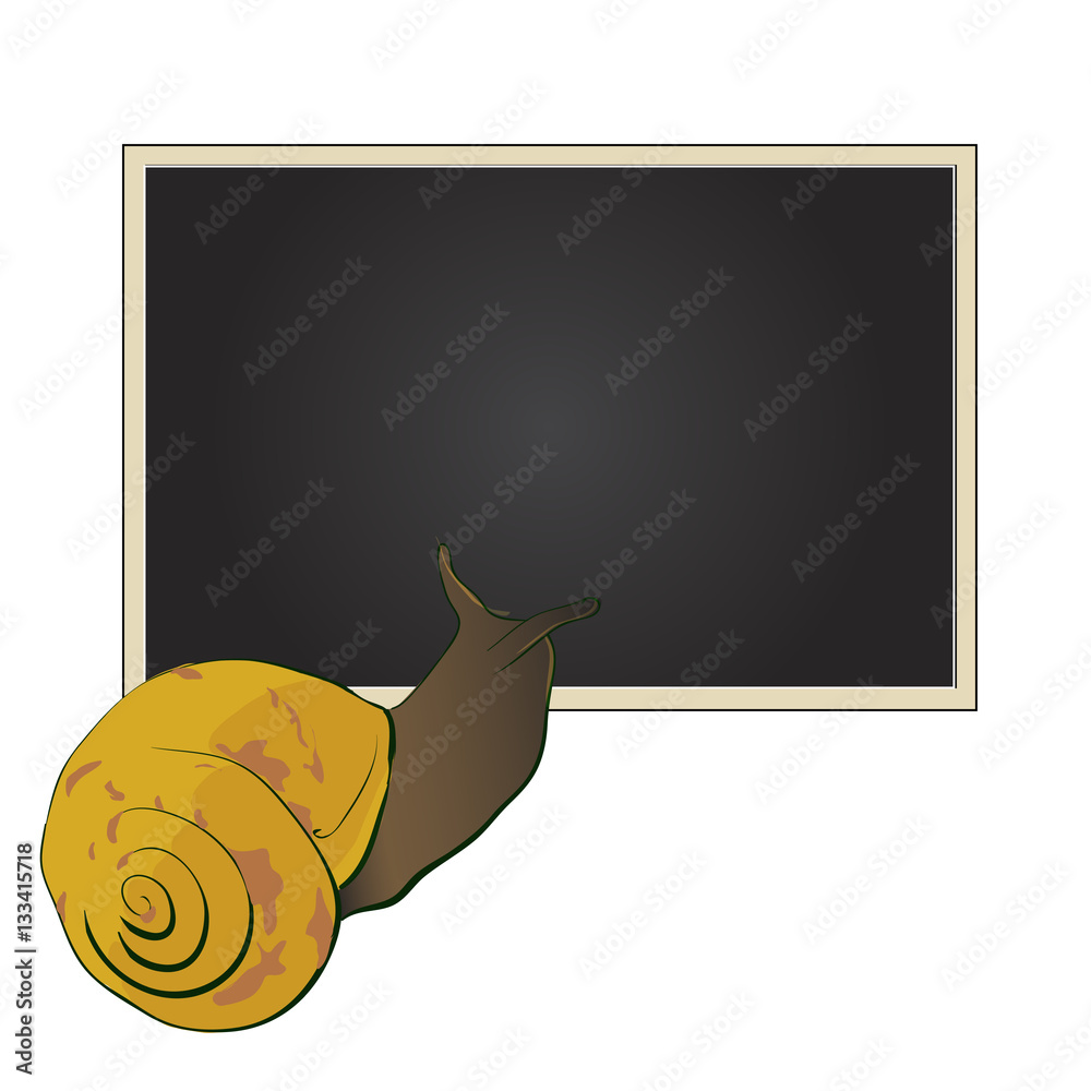 Cute snail looks into a text box, vector illustration Stock Vector ...