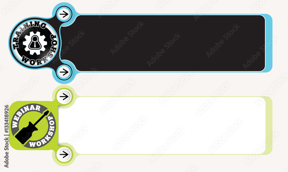 Vecteur Stock Two abstract boxes for your text and workshop icon ...