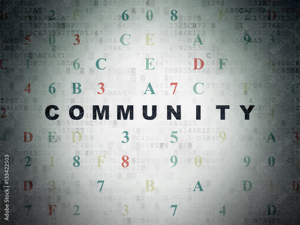 Social network concept: Community on Digital Data Paper background ...