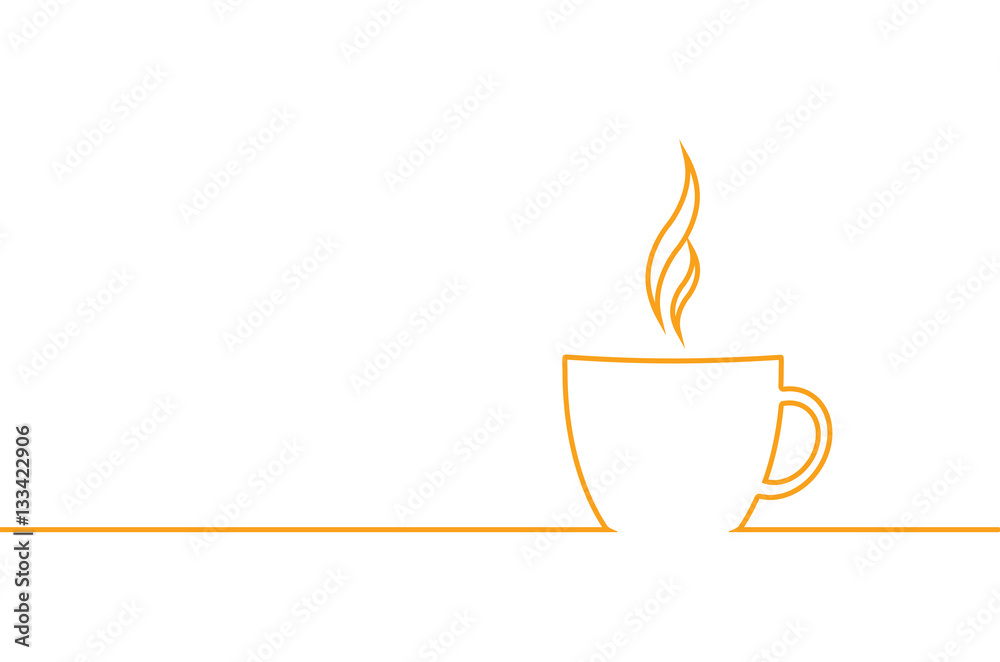 Simple flat line designe a cup of coffee. Isolated vector illustration ...