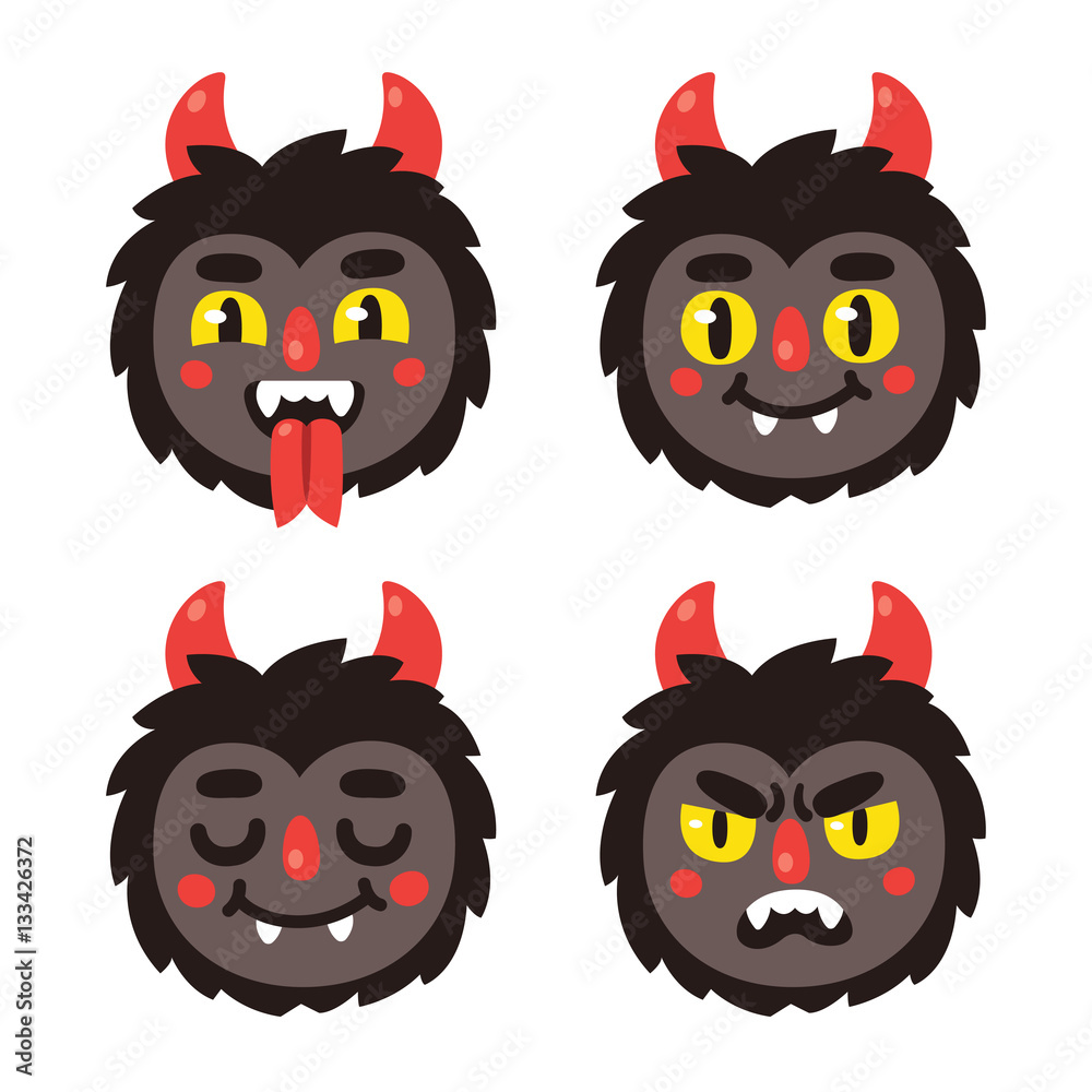 Cute cartoon demon faces Stock Vector | Adobe Stock