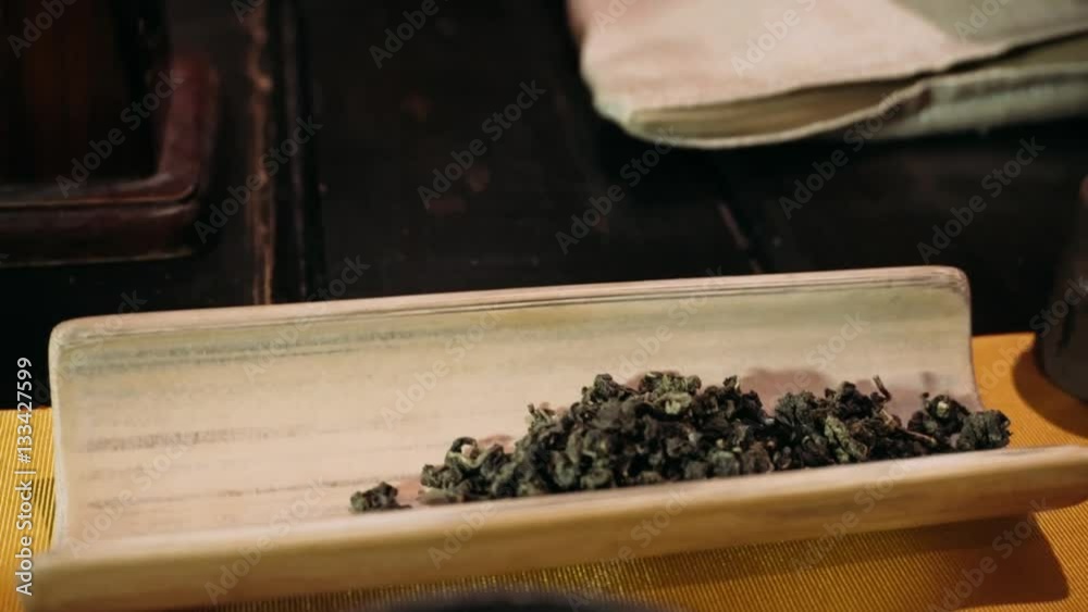 Tea ceremony. Brewing tea in the style of the Tang dynasty. A staged ...