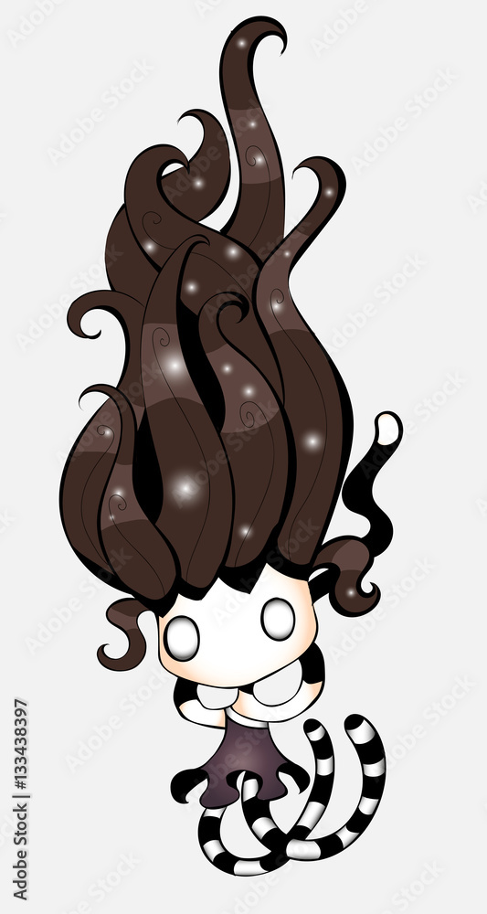 Flying little girl cartoon character, fairytale vector Stock Vector ...