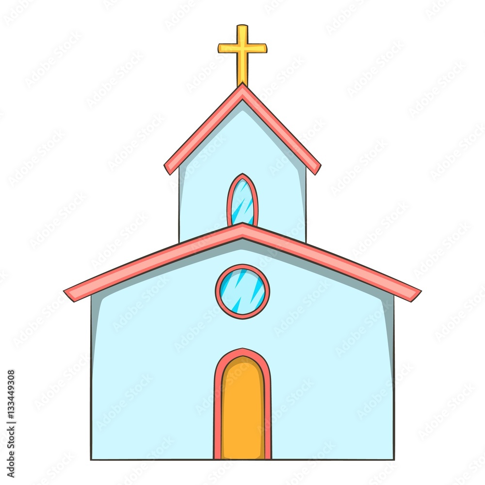 Church icon, cartoon style Stock Vector | Adobe Stock