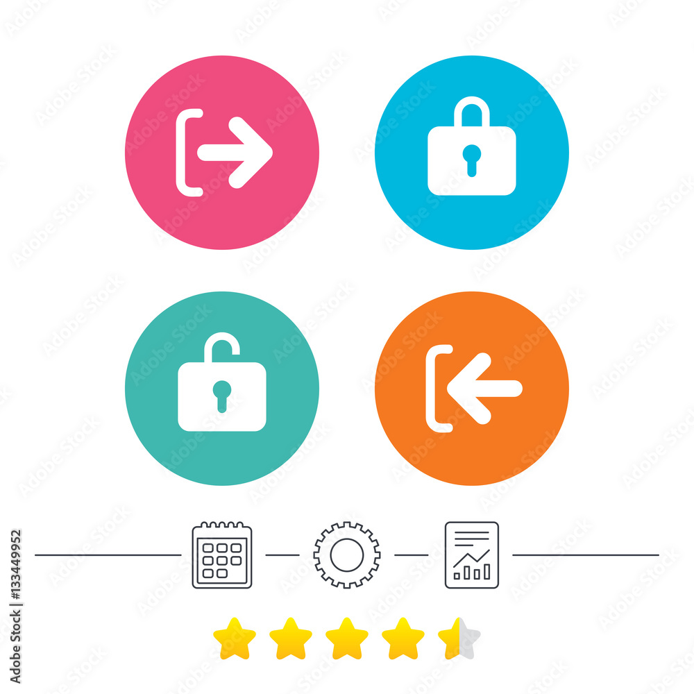 Login and Logout icons. Sign in icon. Locker. Stock-Vektorgrafik ...